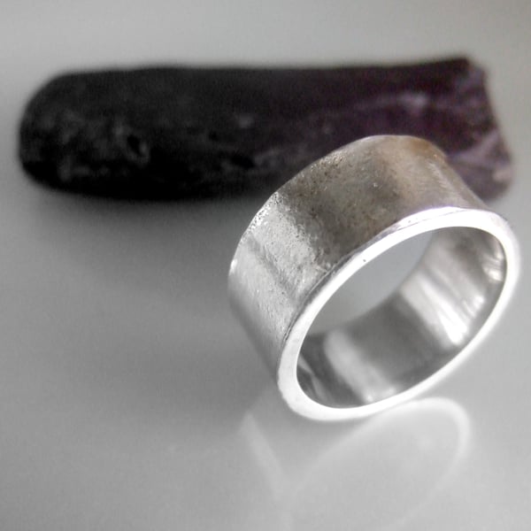 Handmade Recycled Sterling Silver Textured Ring - Folksy