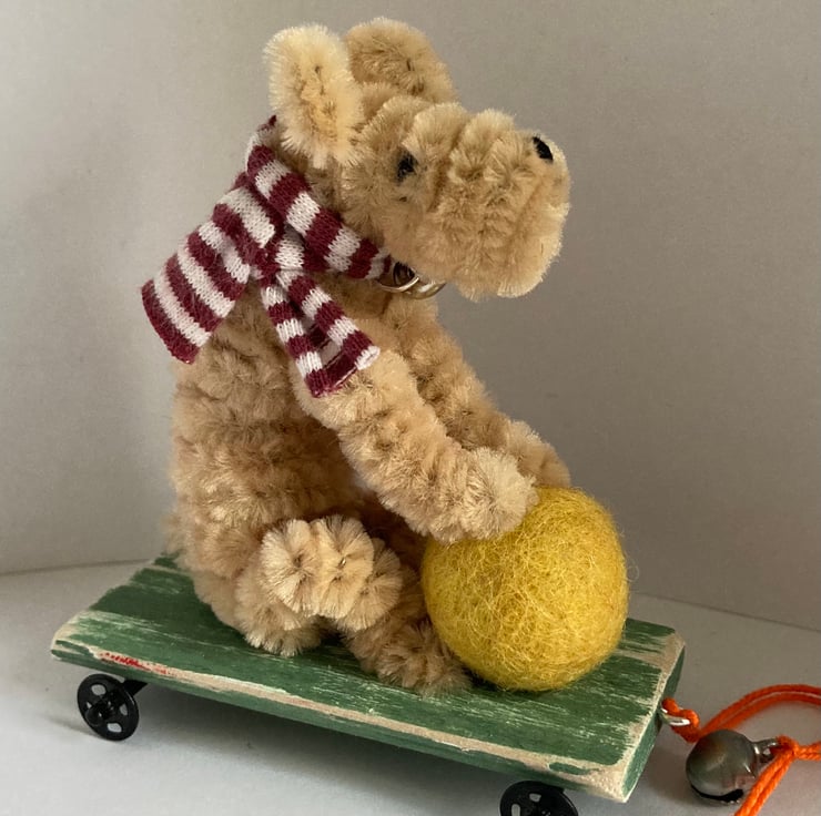 Miniature Handmade Dog on a Pull Along Trolley ... - Folksy