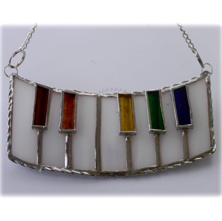 Piano Suncatcher Stained Glass Keyboard Keys Mu... - Folksy