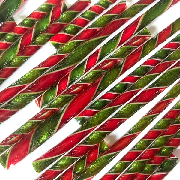 Twisted cane offcuts Christmas pack Bullseye 90... - Folksy