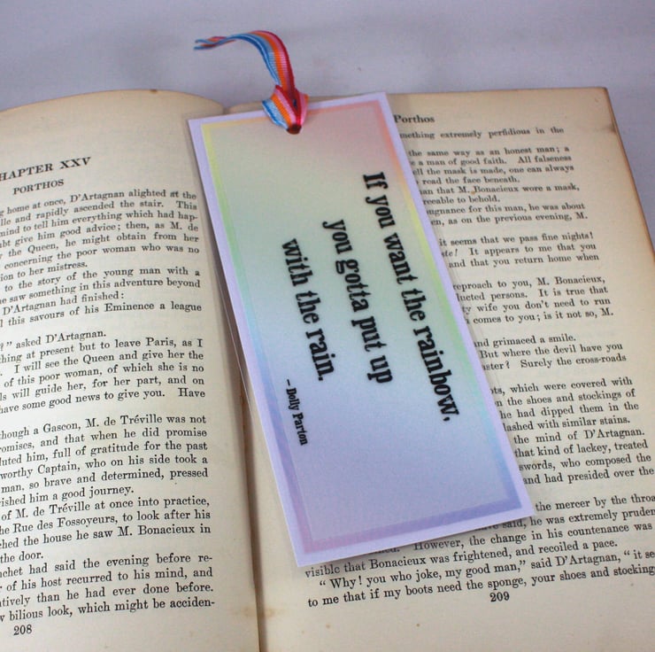 Rainbow bookmark with inspirational quote - Folksy