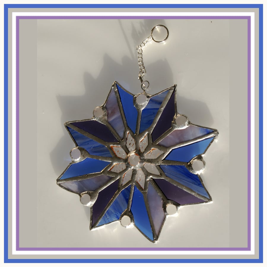 Cornflower Blue Star Flower Suncatcher Stained ... - Folksy