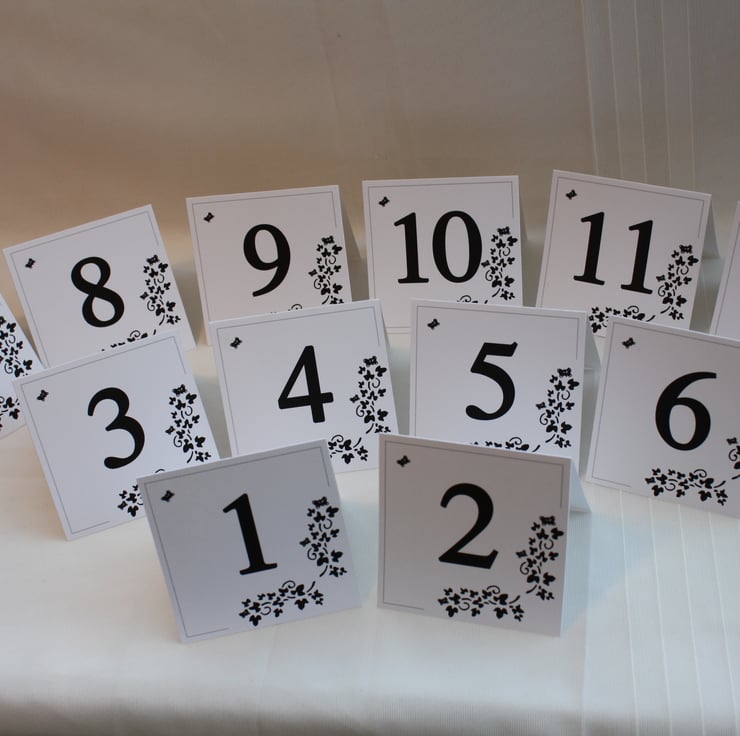 Butterfly Double Sided Table Numbers 1 - 12 - Folksy