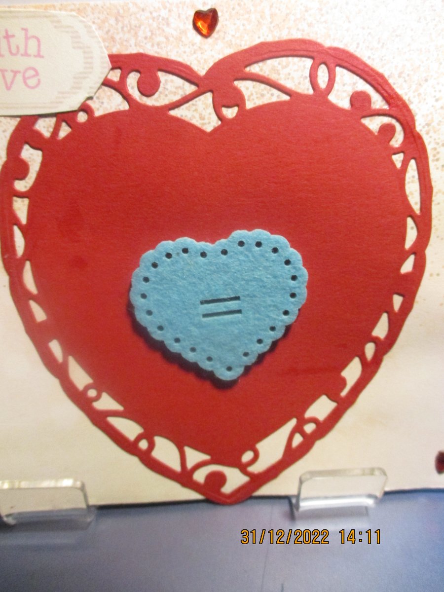With Love Heart Card - Folksy