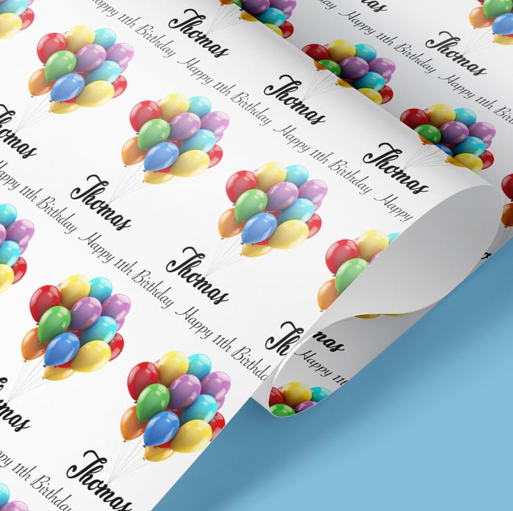 Personalised Coloured balloons wrapping paper - Folksy