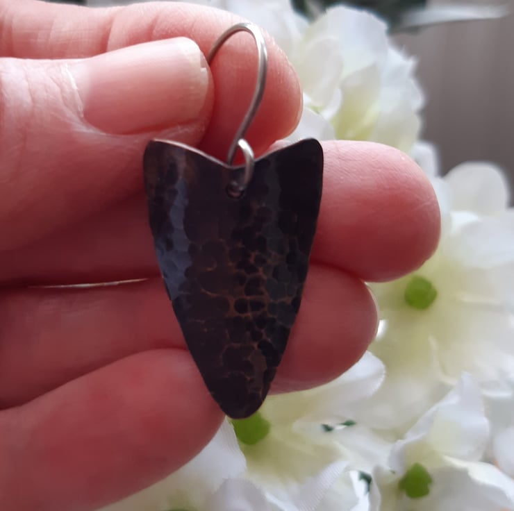 Oxidised Copper Heart Drop Earrings Dangle Earr... - Folksy