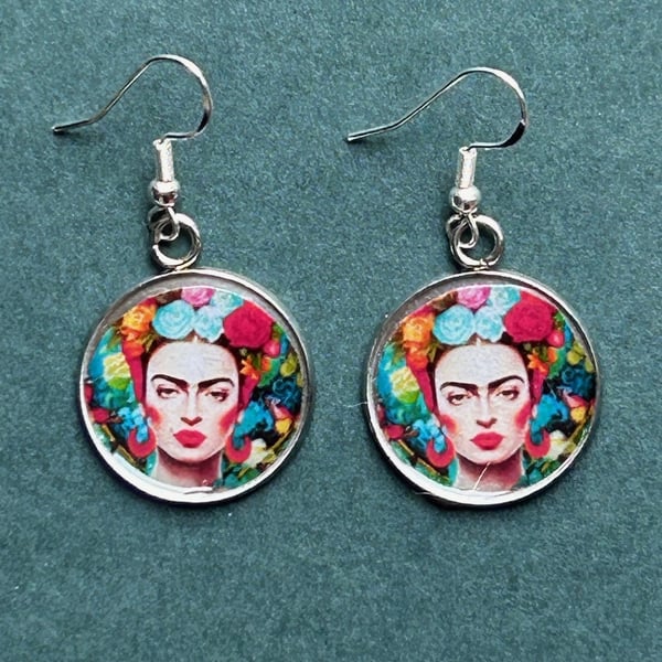 Handmade Sterling Silver Frida Kahlo Earrings - Folksy