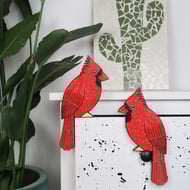 Red cardinal door topper, wooden bird decoratio... - Folksy