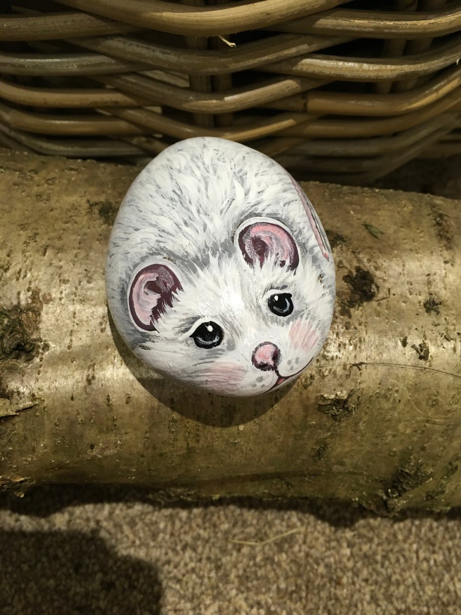 Mouse hand painted pebble garden rock art wildl... - Folksy