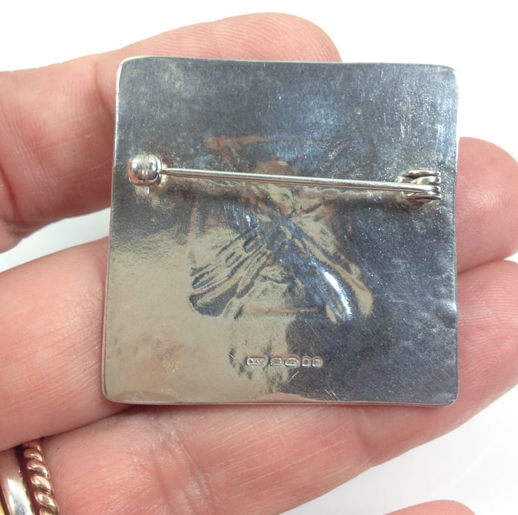 Silver and 18ct gold square brooch - Folksy