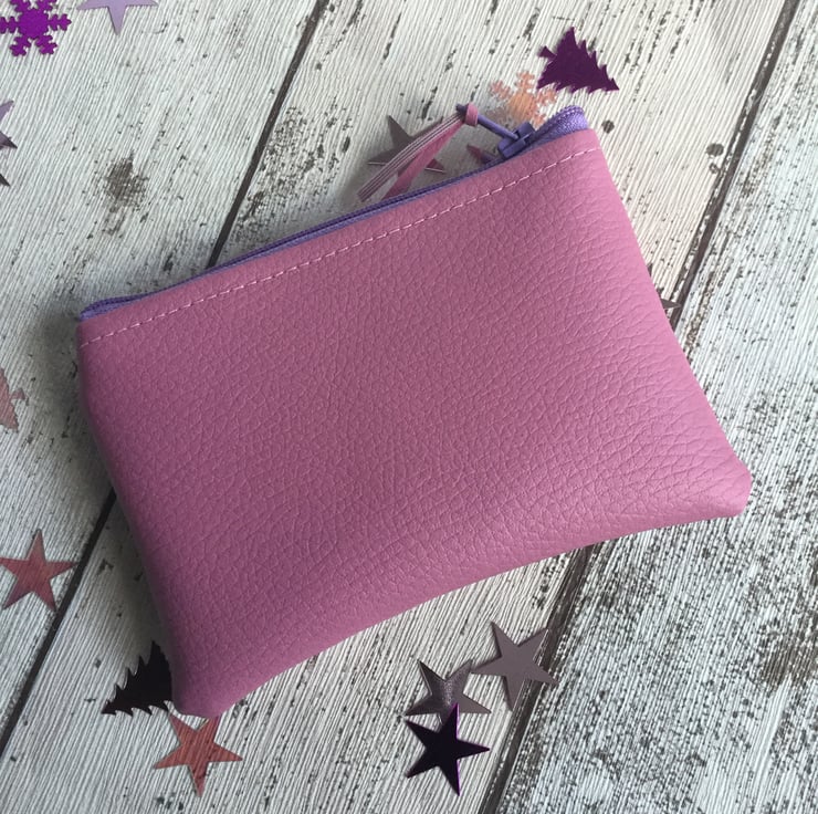 Pink Faux Leather Coin Purse with Confetti &... - Folksy