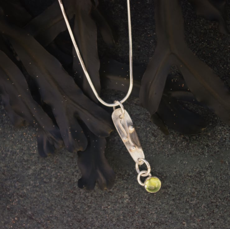 Silver and Peridot Seaweed Necklace - Folksy