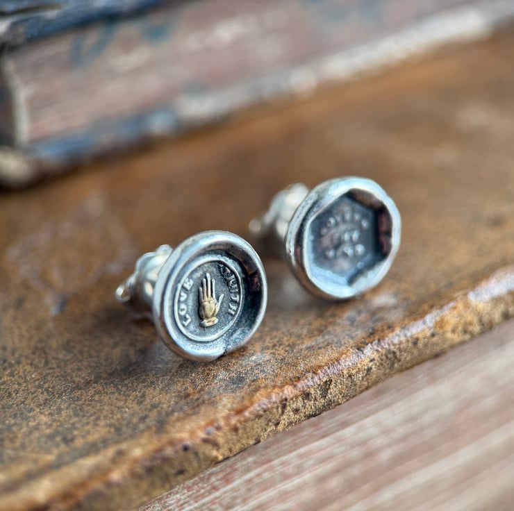 Sterling Silver Clay Pipe Wax Seal Stud Earring... - Folksy