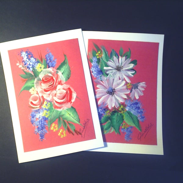 set of two hand painted greetings cards - Folksy