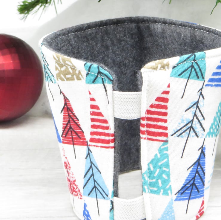 Cup Cosy Sleeve in Christmas Fabric, Reversible... - Folksy