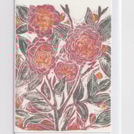 Rose Linocut Print Greetings Card - Folksy