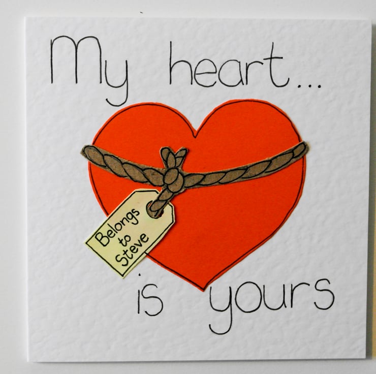 Valentine Handmade Greeting Card. Personalised ... - Folksy