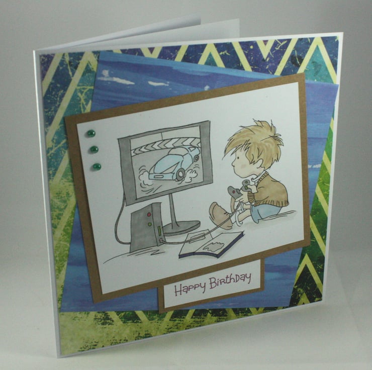 Handmade birthday card - the gamer - Folksy