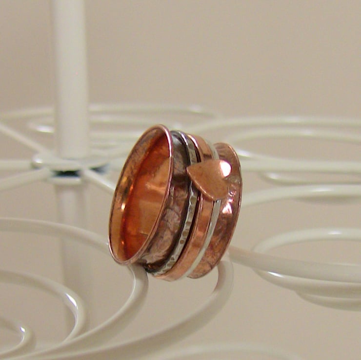 Copper and Sterling Silver Anticlastic Ring wit... - Folksy