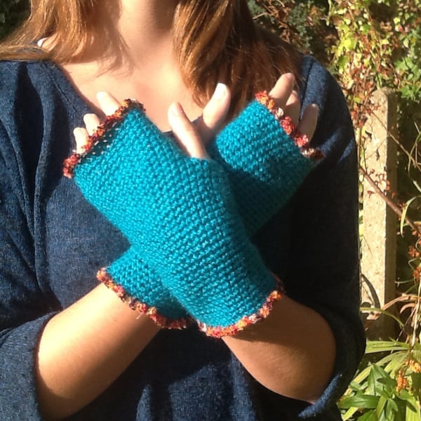 Autumn Emerald Crocheted Fingerless Mittens! - Folksy