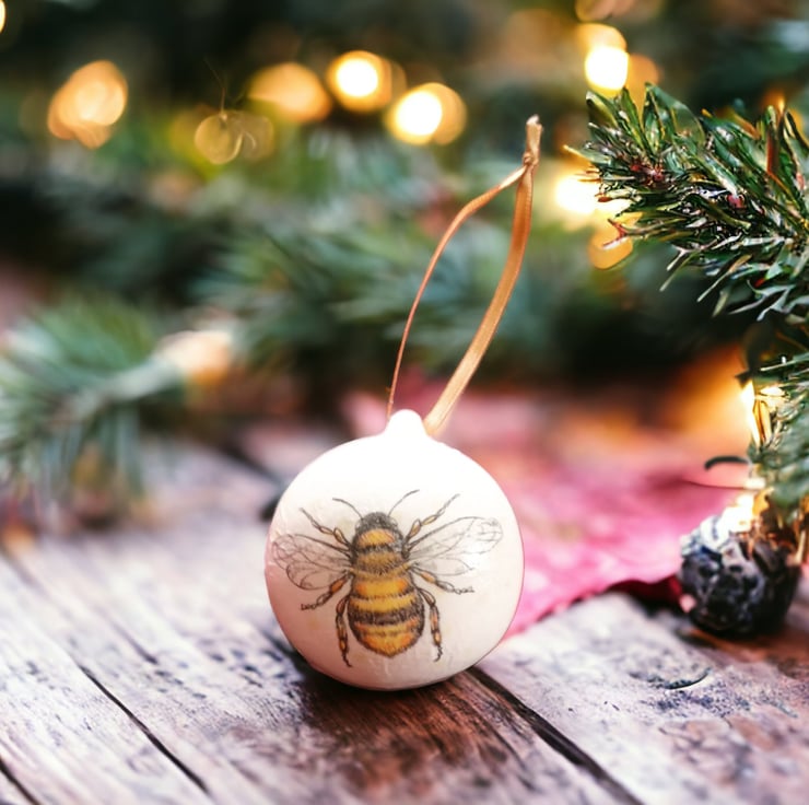 Bumble Bee Ceramic Bauble, Hanging Christmas De... - Folksy