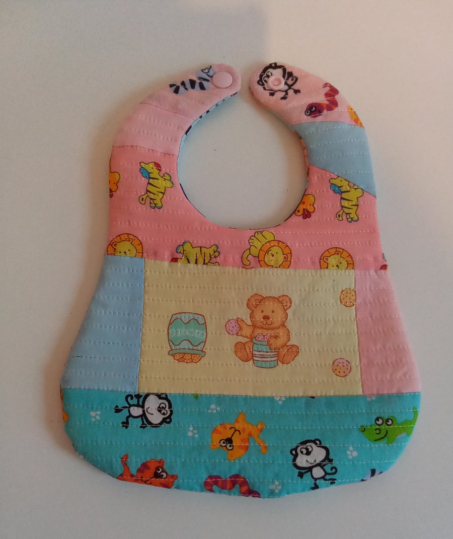 Newborn bib, new baby, patchwork, quilted, bib,... - Folksy