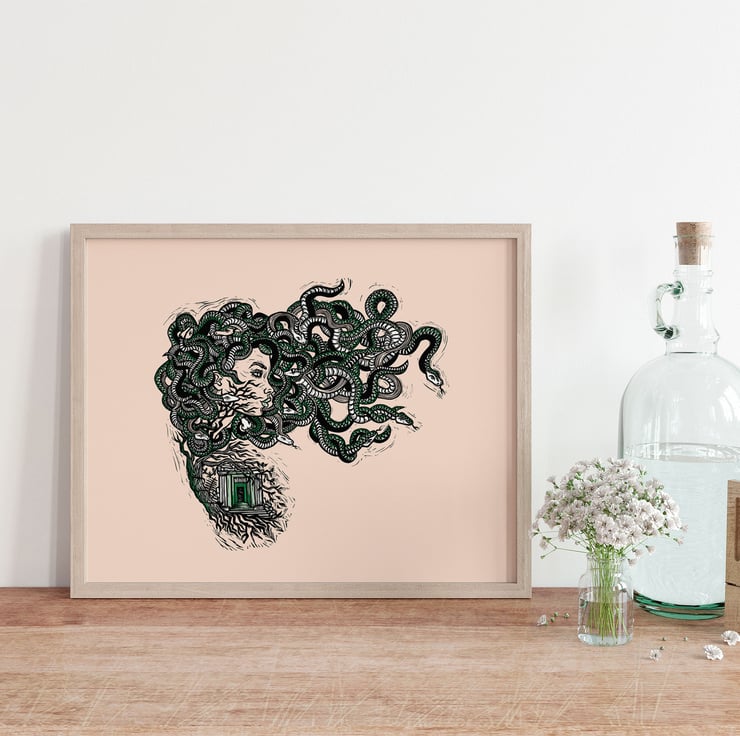 A3 Medusa Art Print - signed Giclee print featu... - Folksy