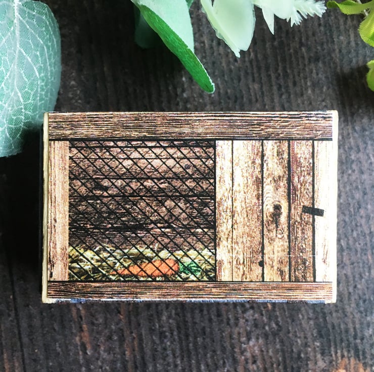 Matchbox art. Diorama - Rabbits in hutch - Folksy