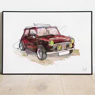 Classic Mini Cooper Art Print, Mini Illustratio... - Folksy