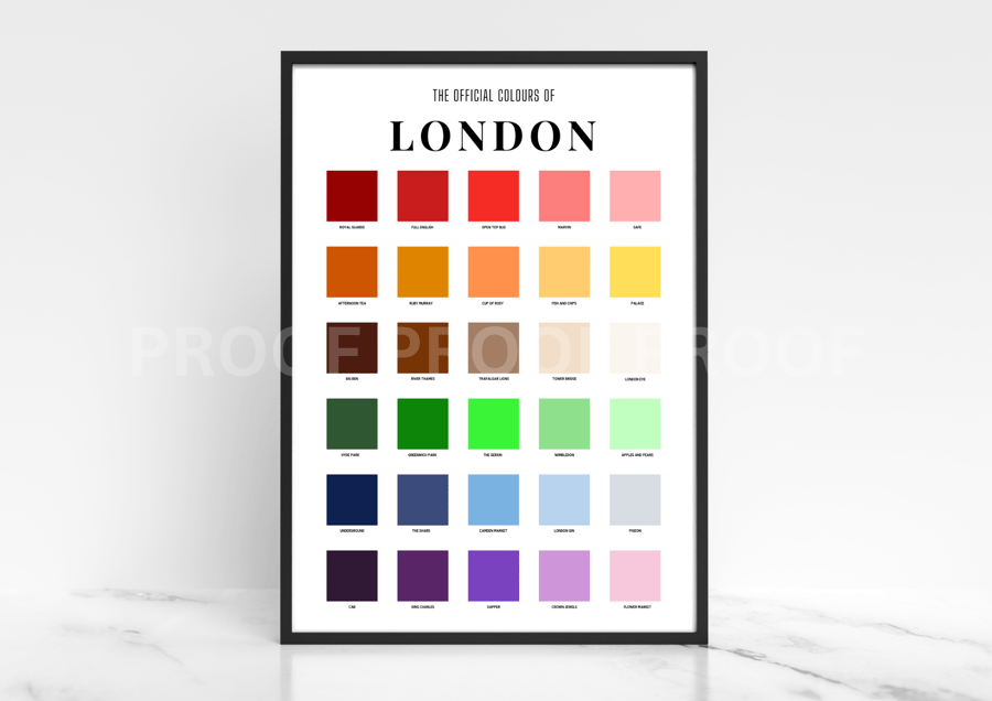 Colours of London Art Print Typography - Folksy
