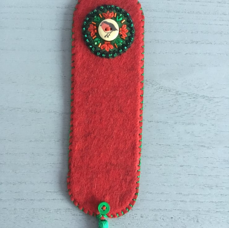 Hand Embroidered Robin Bookmark - Folksy