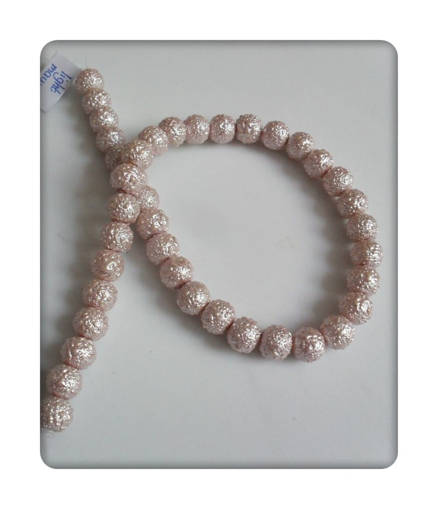 40 x Matte Effect Textured Glass Pearl Beads - ... - Folksy