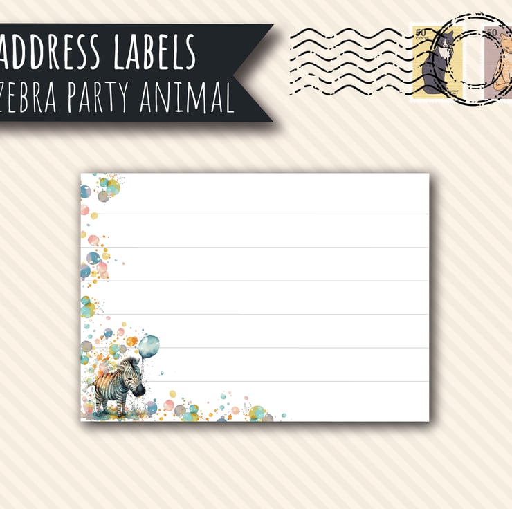 Letter Writing Paper Zebra Party Animal - Folksy