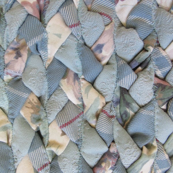 Hand Braided duck egg blue large oval rug mat - Folksy