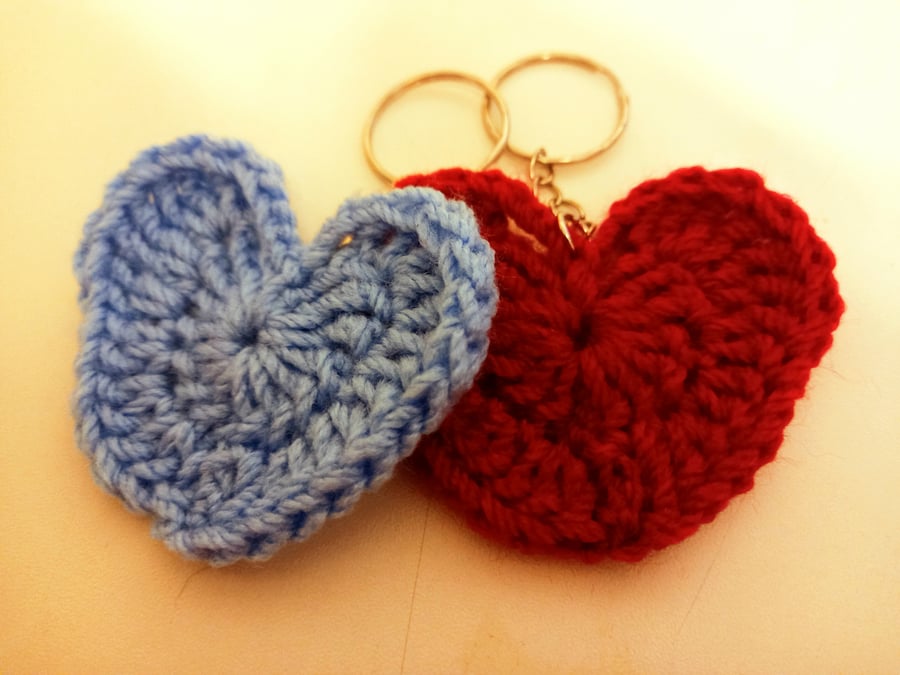 Crochet heart keyring - Folksy