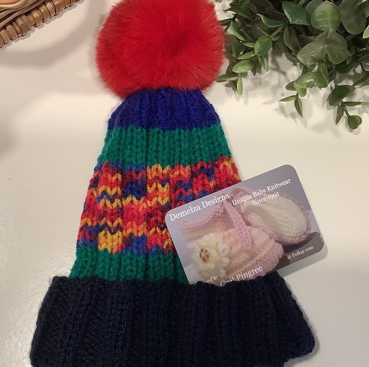 Gender Neutral Ribbed Large Pom Pom Beanie Hat ... - Folksy