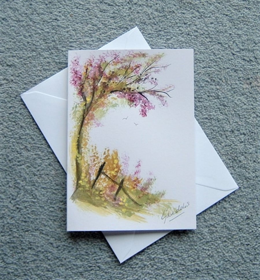 original art hand painted landscape greetings c... - Folksy