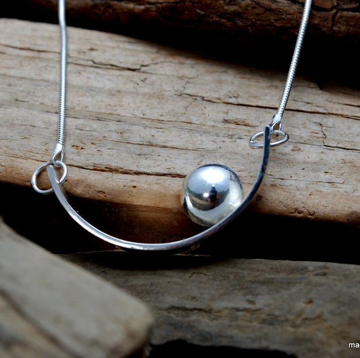 Abstract silver dome pendant - Folksy