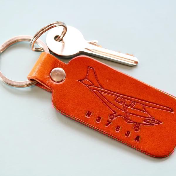Personalised Hand-Carved Cessna Leather Keyring... - Folksy
