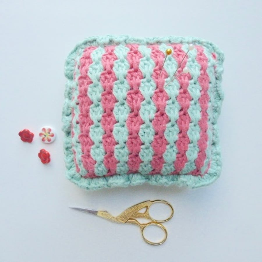 Pincushion, crochet square pincushion, organic ... - Folksy