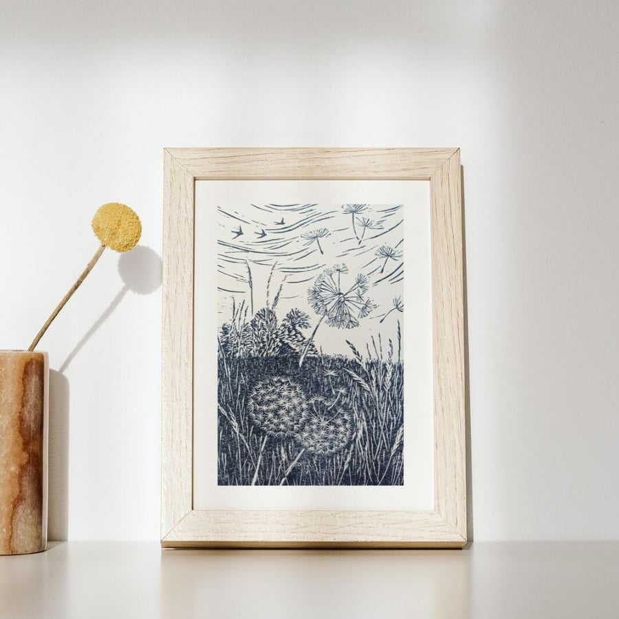 Linocut Print - The Wind Says Fly - Limited Edi... - Folksy