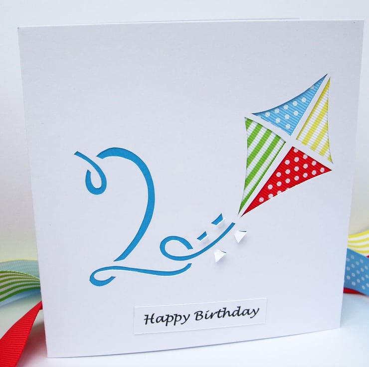 Birthday Card - Paper Cut Kite Birthday Card wi... - Folksy