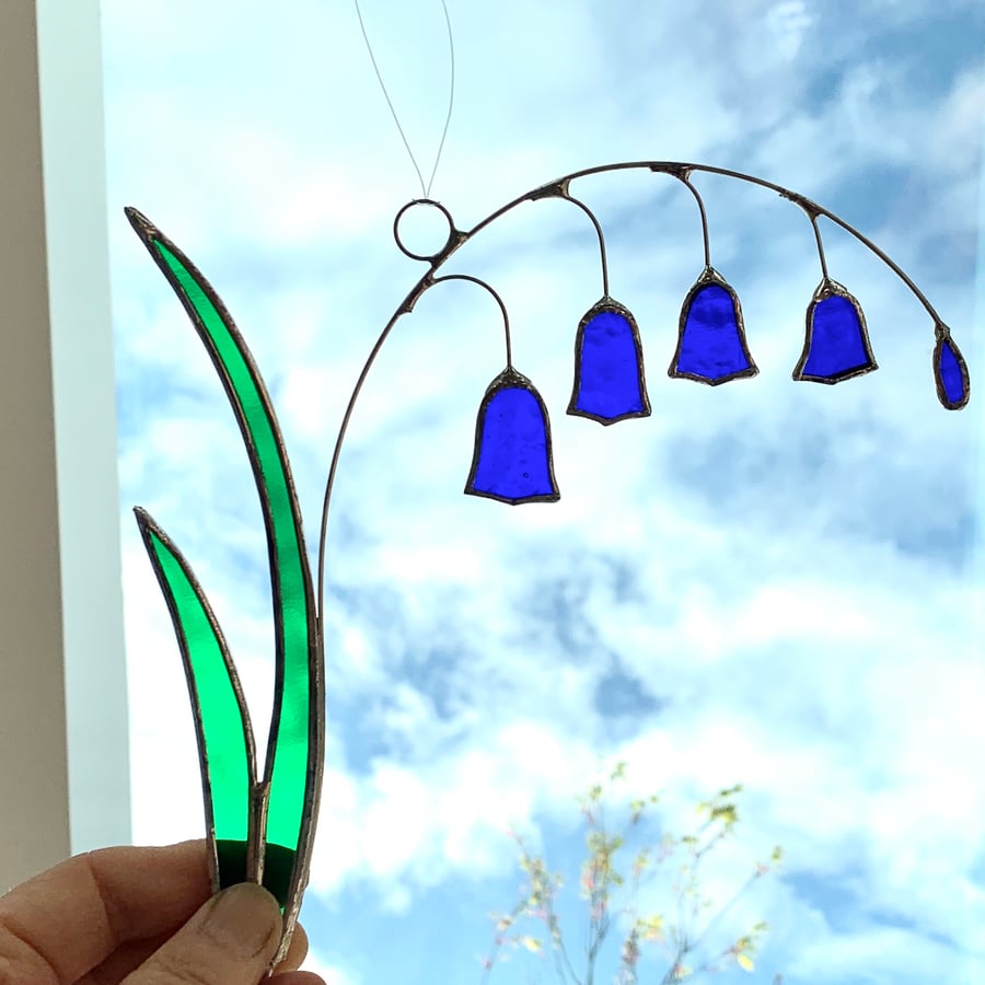 Stained Glass Bluebell Suncatcher - Handmade Ha... - Folksy