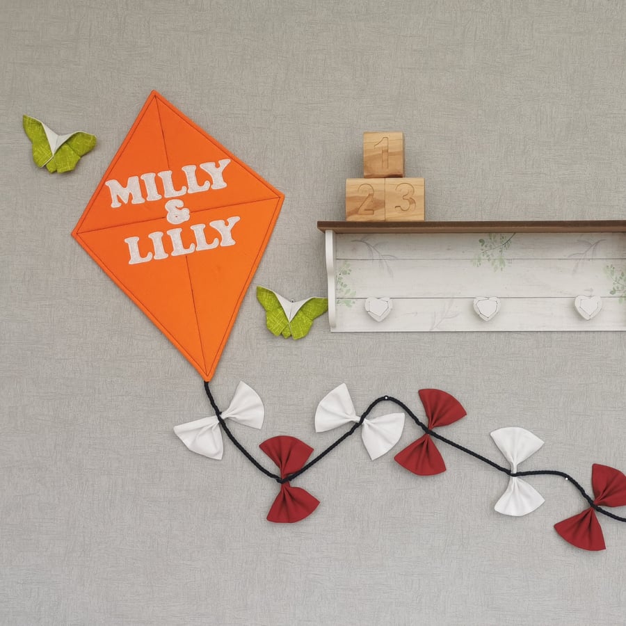 Nursery decor, Bright orange kite wall decor fo... - Folksy