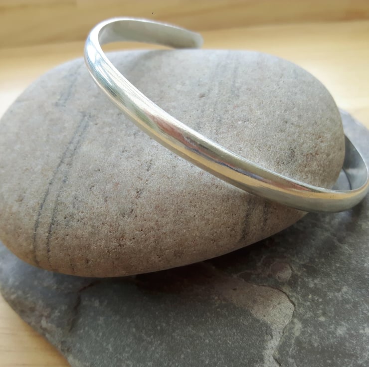 Sterling Silver Cuff Bangle, Minimalist Design,... - Folksy