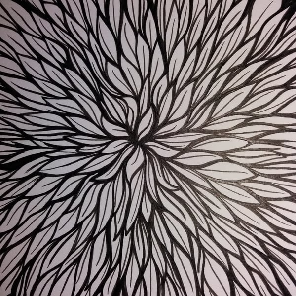 Flower - original black and white ink drawing - Folksy