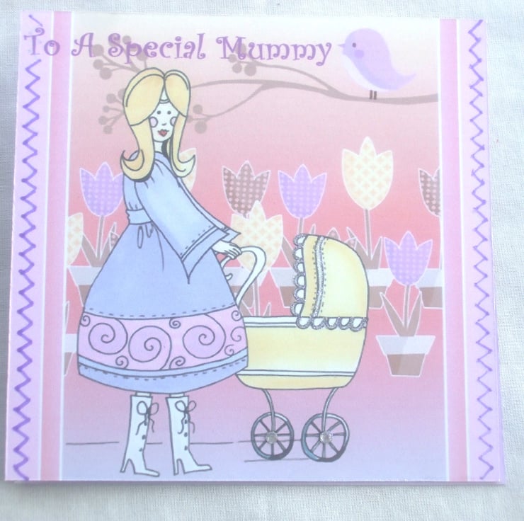 Handmade Special Mummy with Pram Easel Card - Folksy
