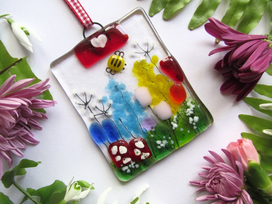 Rainbow Toadstool Fused Glass Suncatcher (Toads... - Folksy