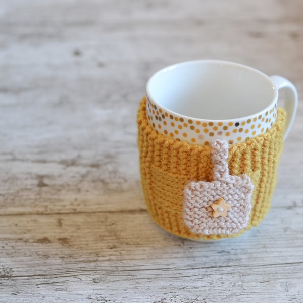 Hand Knitted Mug Hug Cup Cozy - Folksy
