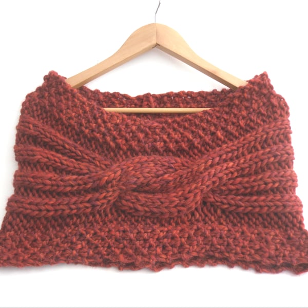 Maroon chunky wool knit stole , red hand knitte... - Folksy
